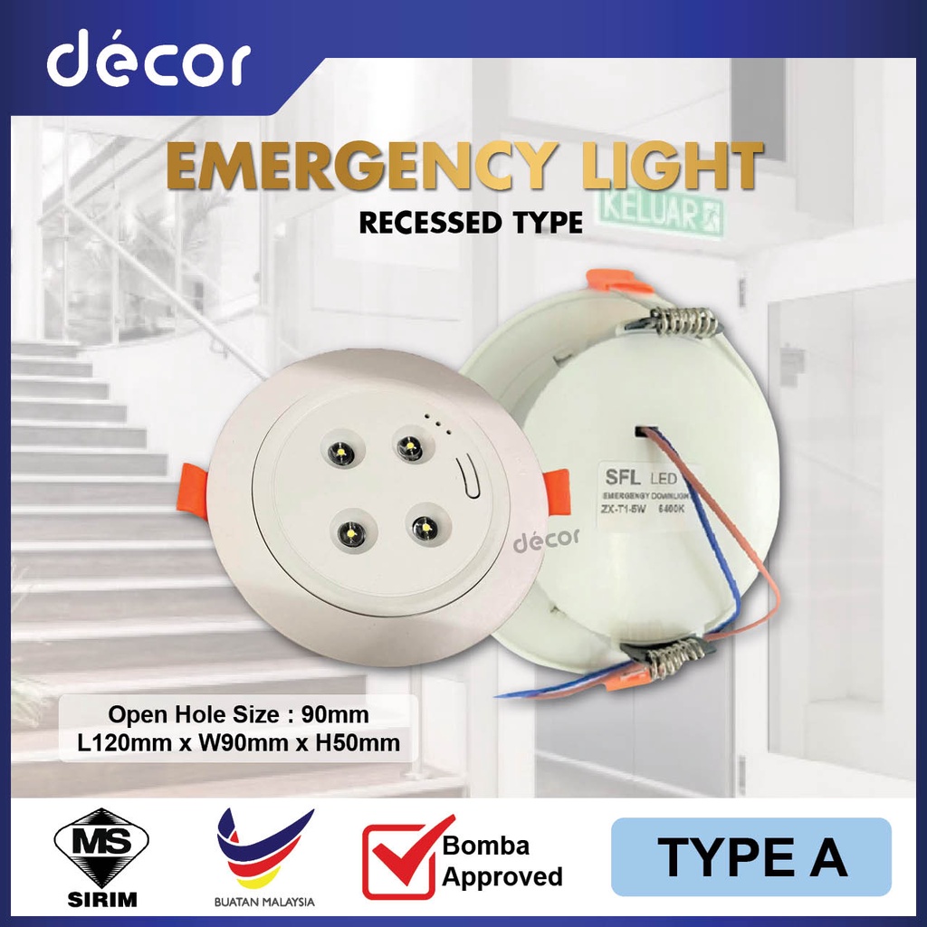 LED Emergency Downlight SMD LED Emergency Light White Recessed Type ...