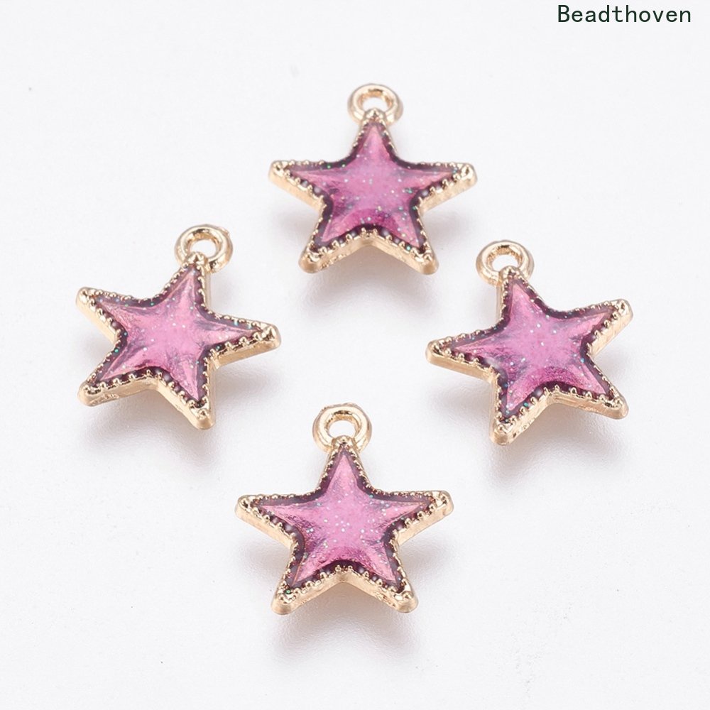 10pc Alloy Enamel Charms Star Golden Pink 14x12x2mm Hole: 1mm | Shopee ...