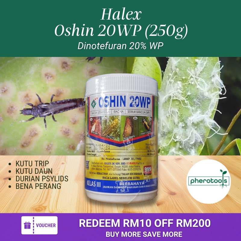 Pherotools Halex OSHIN 20WP 250gm serangga Anai-anai, Kutu Trip, Bena Perang, Kabuh Lenting ...