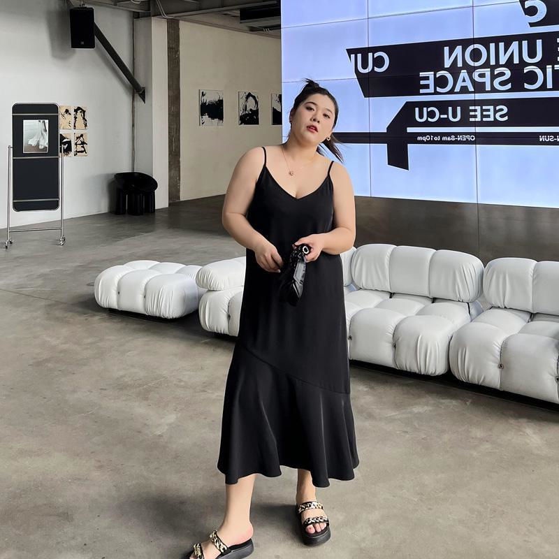 【Slip Dress Oversize】(150kg Could Wear) Women Summer Backless Plus Size ...