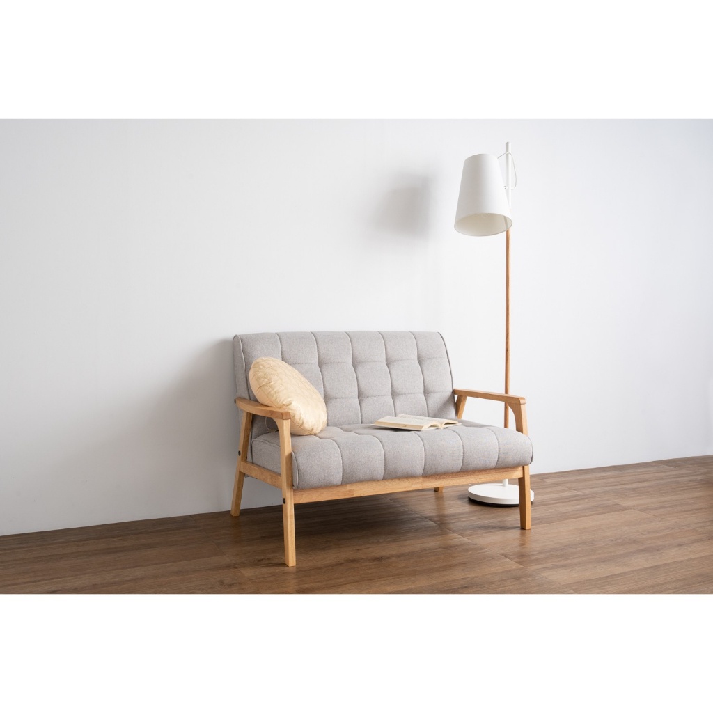 VINCCO Solid Wood Sofa 2 Seater Sofa Murah Living Room Sofa Fabric Sofa ...