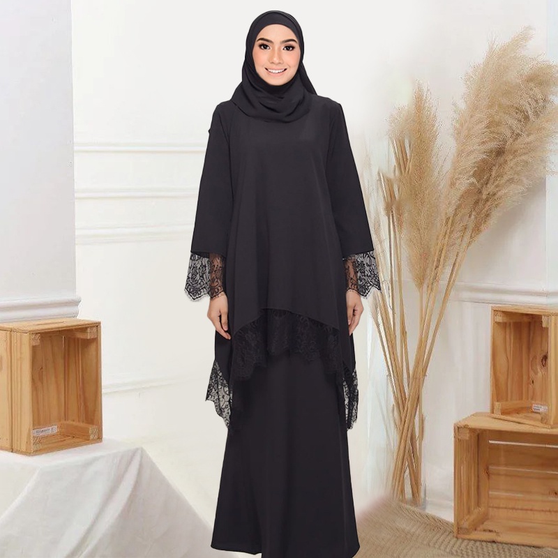 Kurung Lace Moden Baju Raya Como Crepe Premium Lace Kurung Modern ...