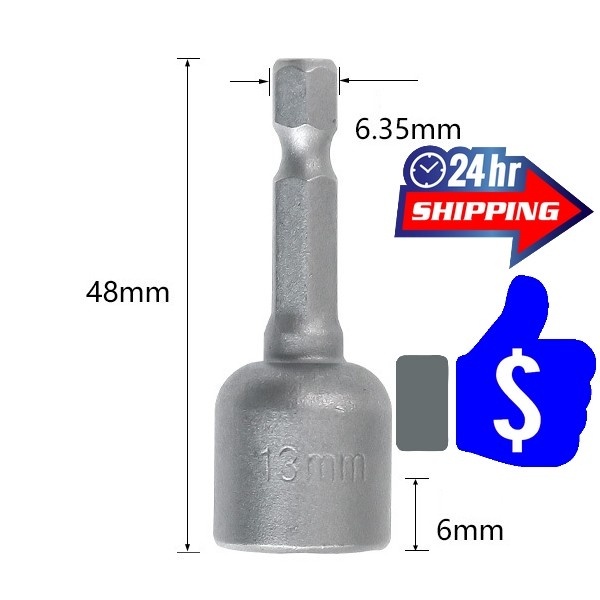 48mm Magnetic Nut Setter Nut Box Setters Hexagon Socket 7mm 8mm 9mm ...