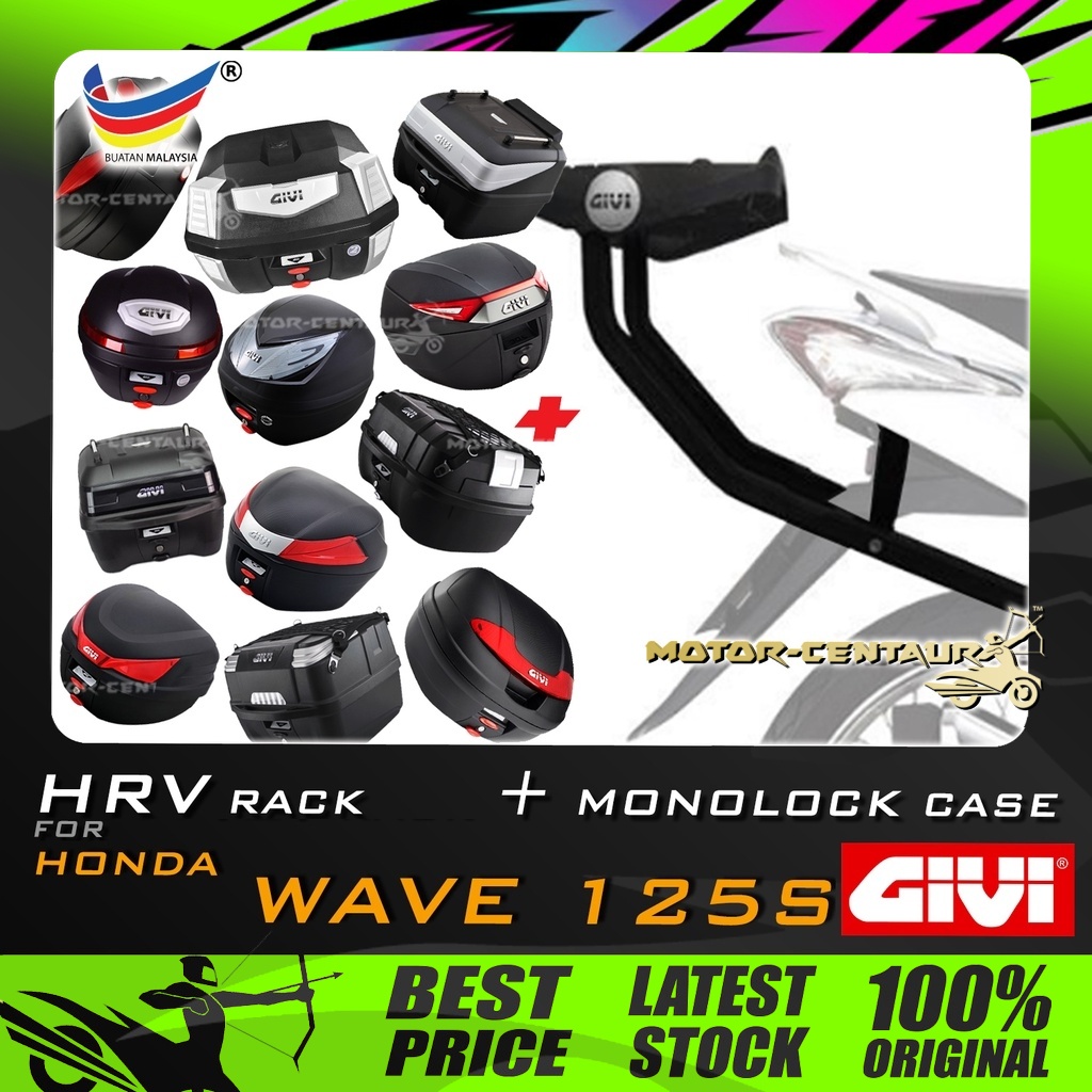 SET KOMBO KOTAK/BOX GIVI B27/B270/B32/B33/B42/B45/E43/E250 TOP CASE + GIVI HONDA WAVE 125S HRV ...