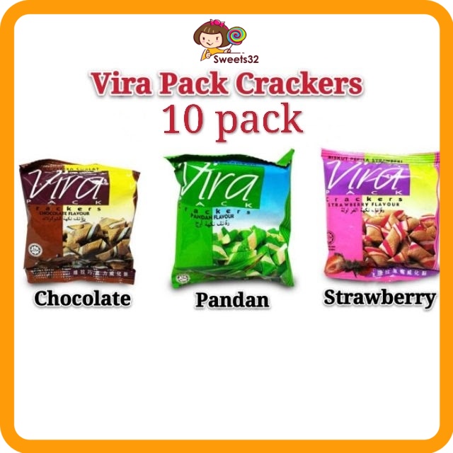 [10 pack] Vira Cracker Chocolate/Strawberry/Pandan (repacking) | Shopee ...