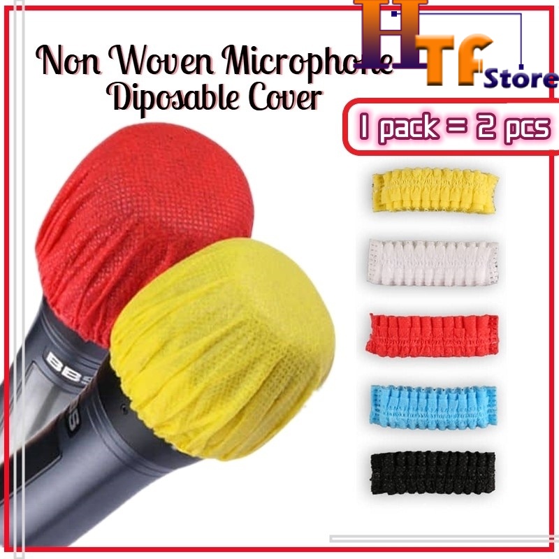 (1 PACK = 2 PCS) Non Woven Disposable Microphone Cover Color Mic Covers ...