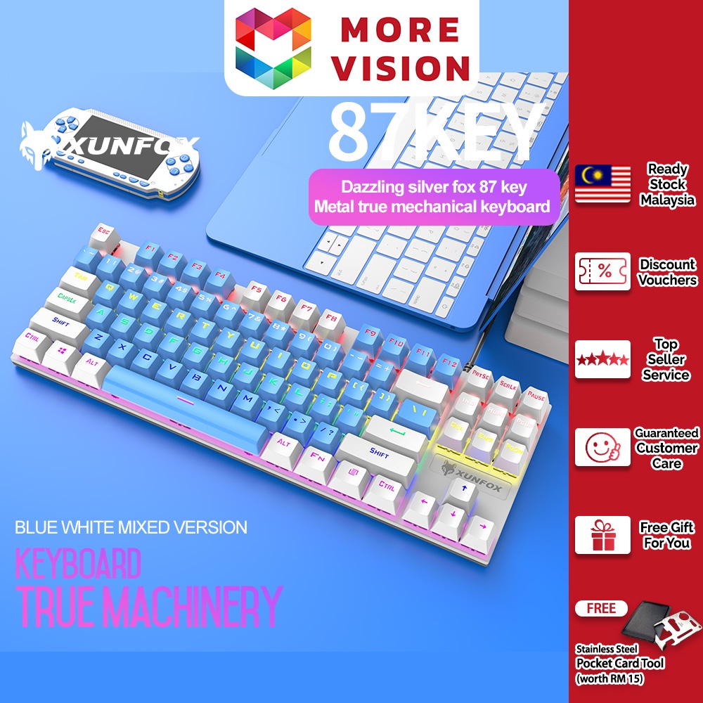 XUNFOX K80 K10 Gaming Mechanical Keyboard USB Luminous RGB Light Color ...