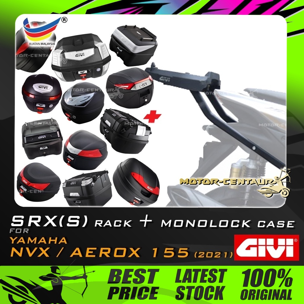 SET KOMBO KOTAK/BOX GIVI B27/B270/B32/B33/B34/B42/B45 TOP CASE + GIVI YAMAHA NVX155/AEROX 155 ...