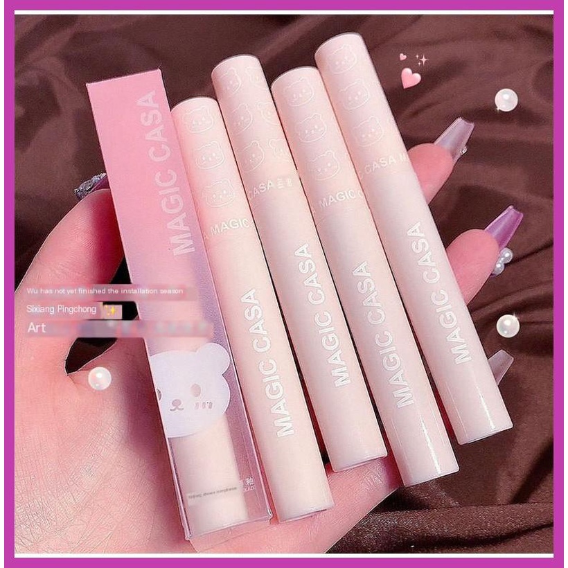 MAGIC CASA bubble bear mirror water light glass lip glaze female lipstick parity student milk ...