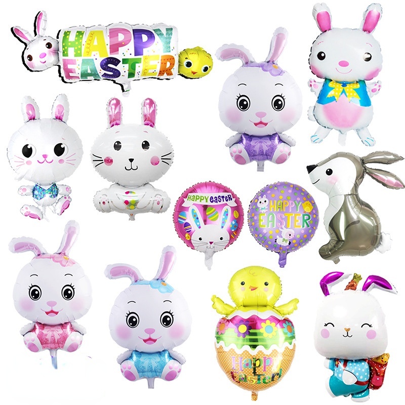 Easter Rabbit Cartoon Aluminum Film Balloon Jungle Rabbit Carrot ...