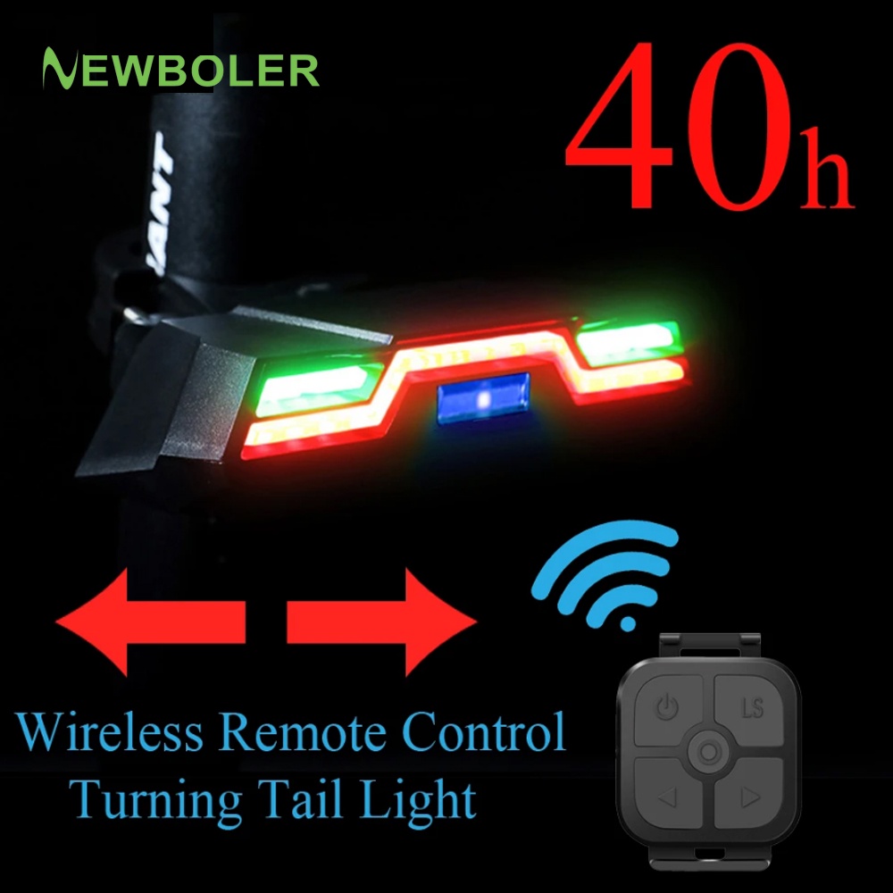 NEWBOLER Bike Tail Light Wireless Remote Control USB Charging Bicycle ...