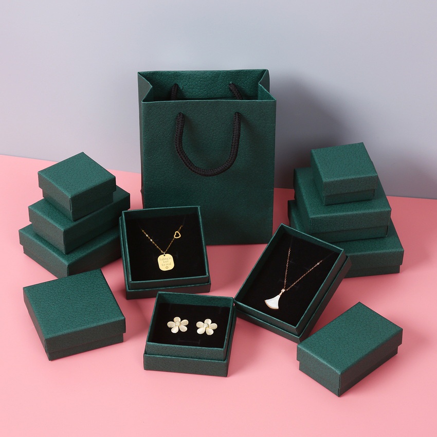 Litchi Pattern Paper Gift Box with Sponge Jewelry Storage Case ...