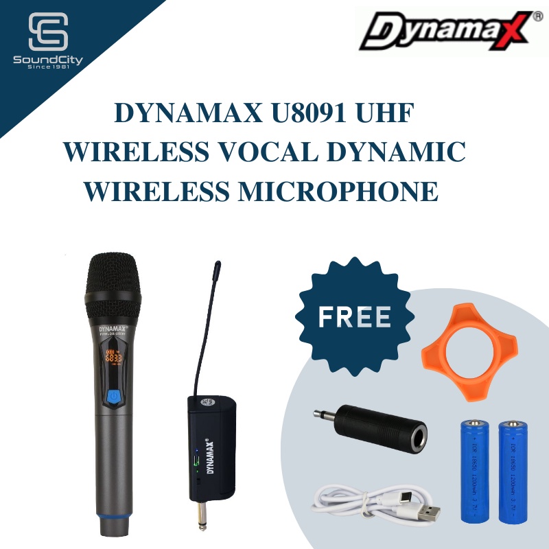 DYNAMAX U8091 UHF Wireless Vocal Dynamic Wireless Microphone | Shopee ...