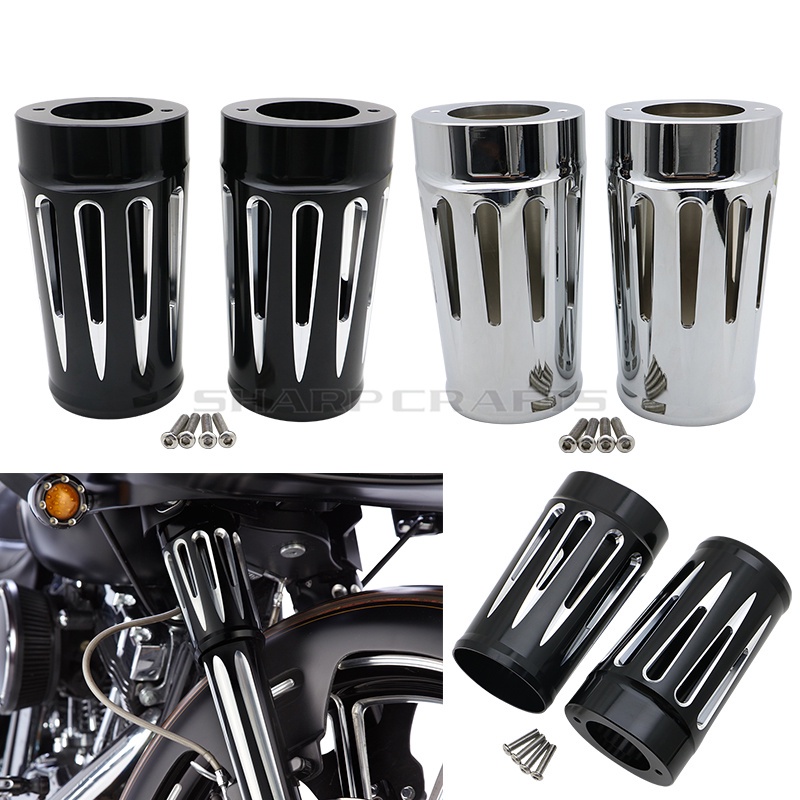 Motorcycle CNC Edge Cut Front Fork Boot Slider Covers For Harley ...