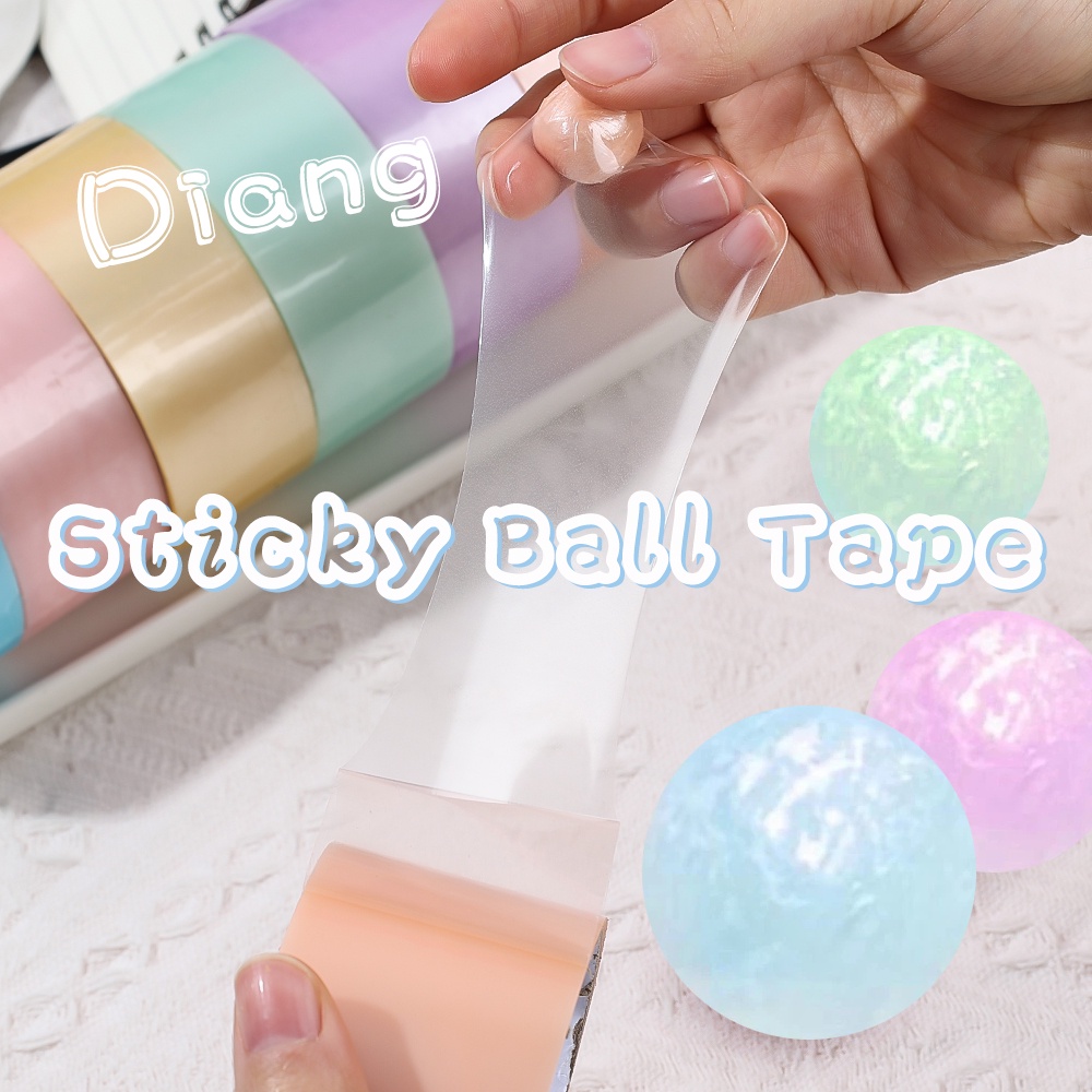 1 Roll 3.6/4.8cm Sticky Ball Rolling Tapes Completely Stretched Diang ...