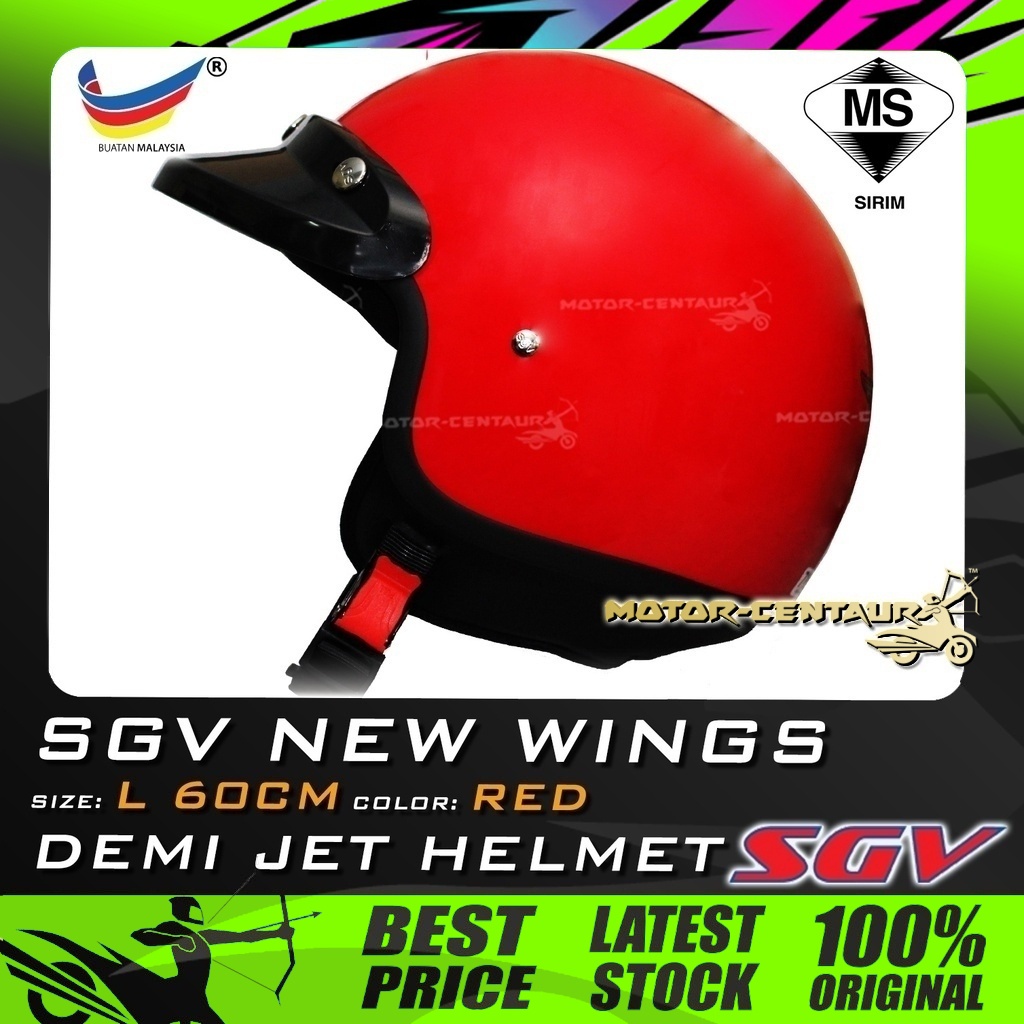 TOPI KELEDAR SGV HELMET NEW WINGS RED L: 60CM SIRIM APPROVED | Shopee ...