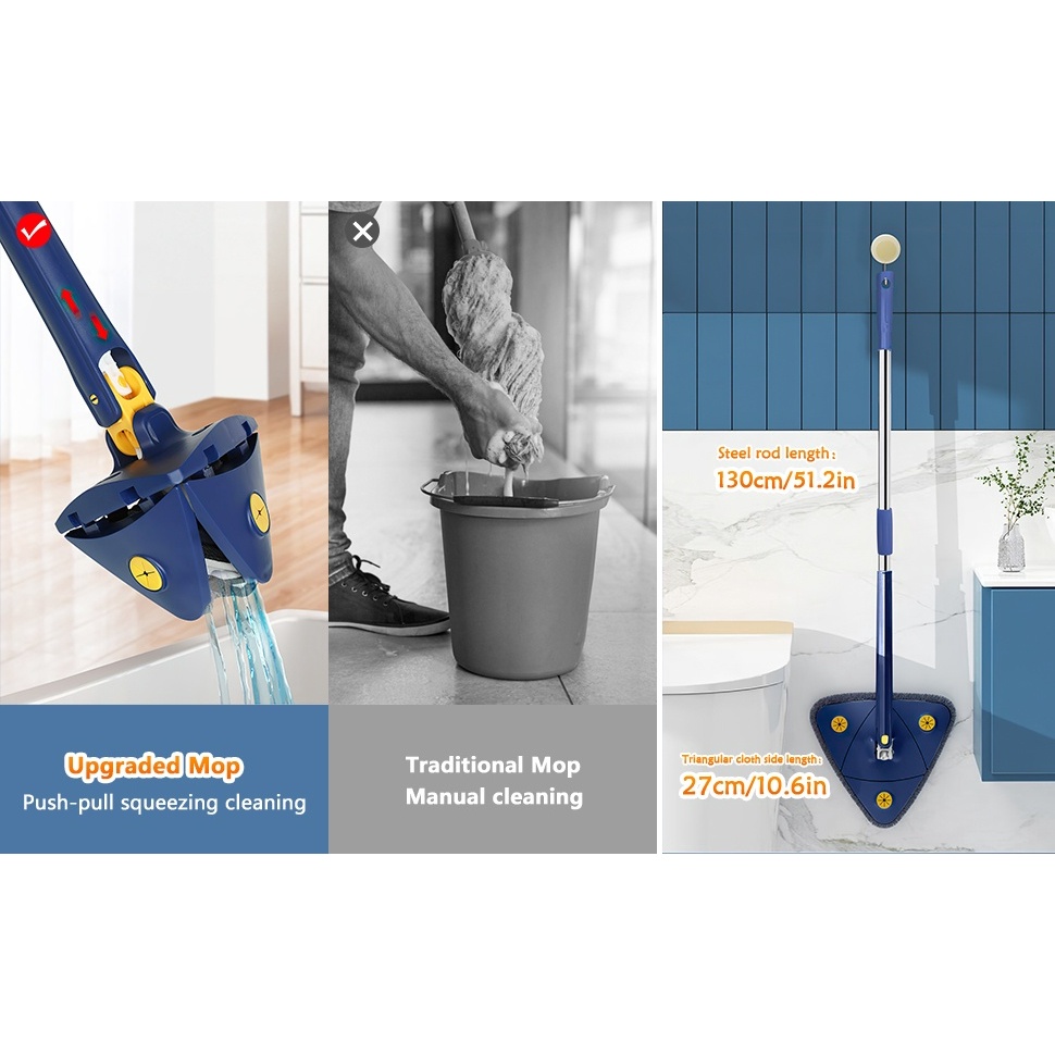 Self Twist Mop Hands Free Squeeze Triangle Mops Rotatable Flat Mop ...