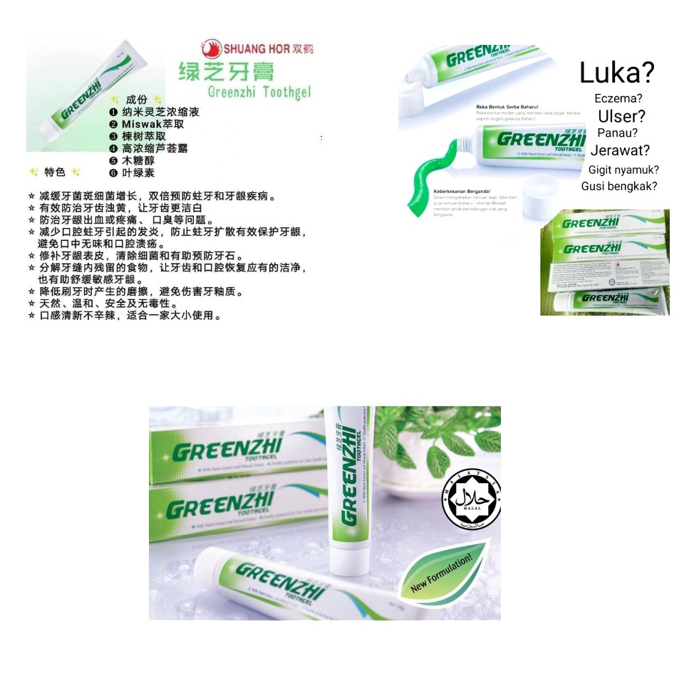 Greenzhi Toothgel [双鹤绿芝牙膏] 15001/ Toothpaste/ Ubat Gigi | Shopee Malaysia