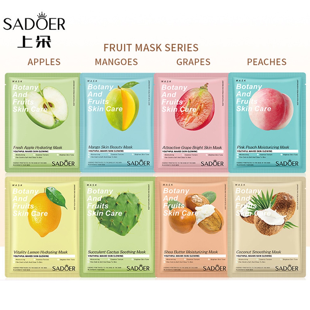 SADOER Botany And Fruits Skin Care Natural Brightening Hydrating Moisturizing Facial Mask ...