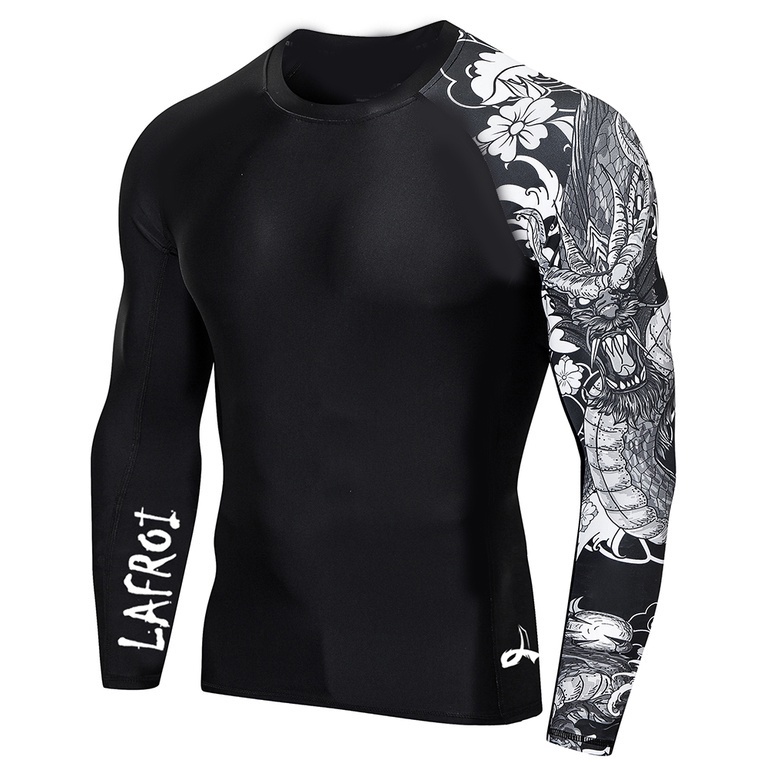 LAFROI Men's Long Sleeve SwimSuit Rush guard Fit Compression Rash Guard ...