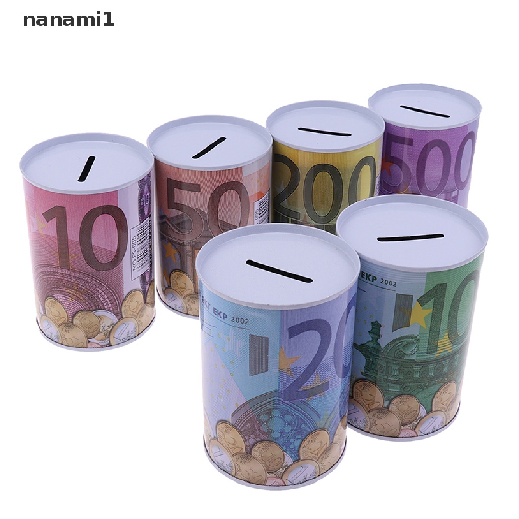 nanami1 Euro Dollar Money Box Safe Cylinder Piggy Bank Banks For Coins ...