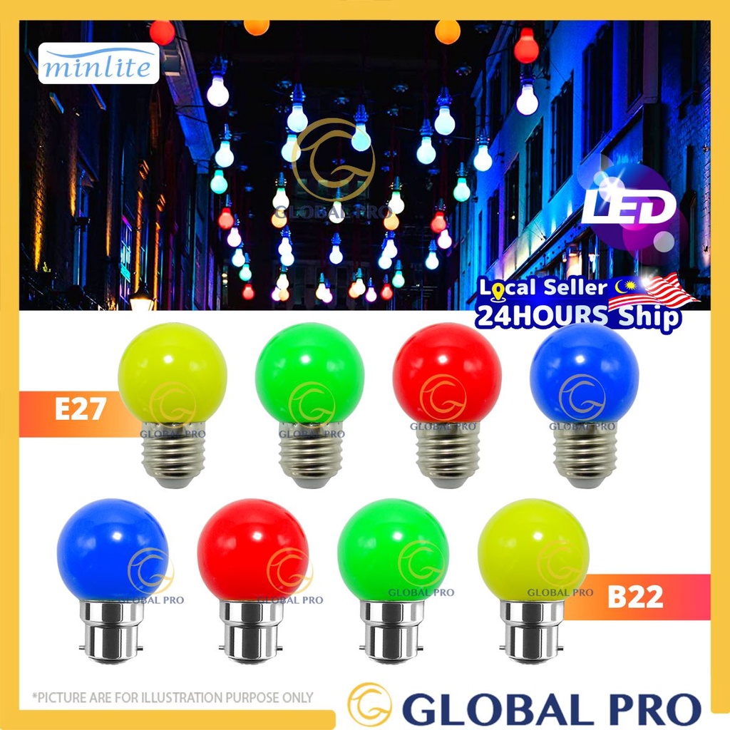 3W E27 B22 Color Bulb Mentol Berwarna Mentol Raya Warna Warni LED Bulb ...