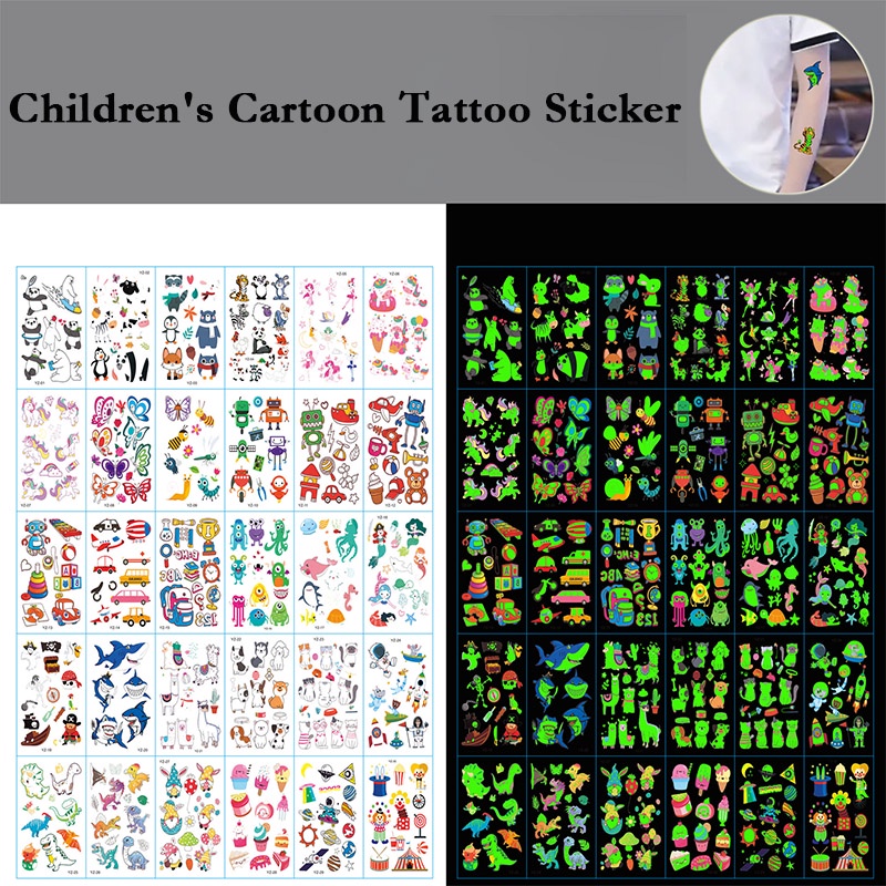 Cartoon Luminous Tattoo Sticker Children's Cute Body Art Party ...