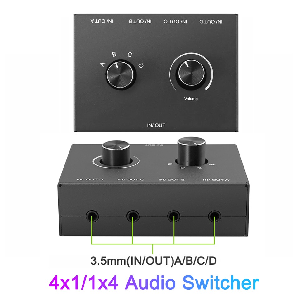 4 Port 2 Port Audio Switch Stereo Audio Switcher Splitter 3 5mm Mini Headphone Switcher 2x1 1x2