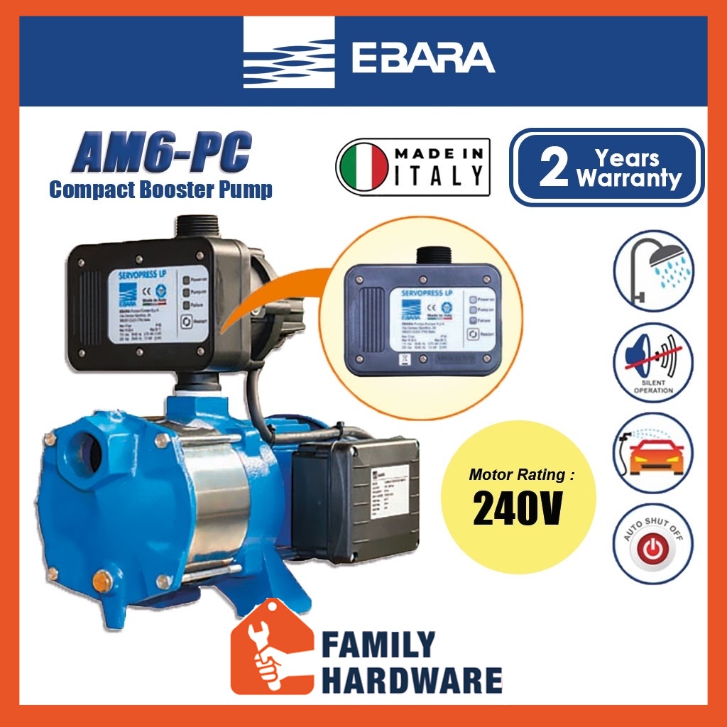 EBARA Compact Booster Pump AM6-PC 0.4 kW AM6 PC Water Pump Pumper NO ...