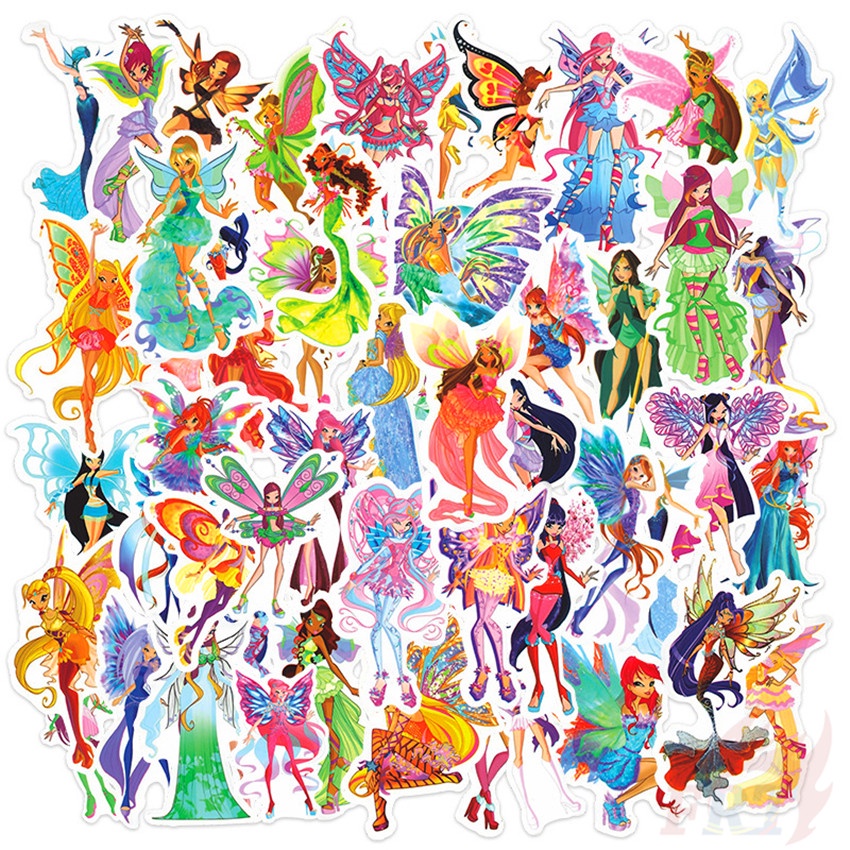 50Pcs/Set Winx Club Series 02 Stickers Cartoon Floral Fairy Pixie ...