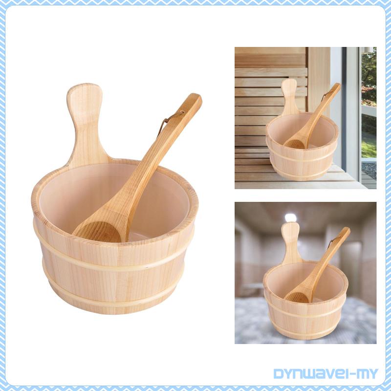 [Dynwave1feMY] 4L Wooden Sauna Bucket and Ladle Sauna Water Bucket ...