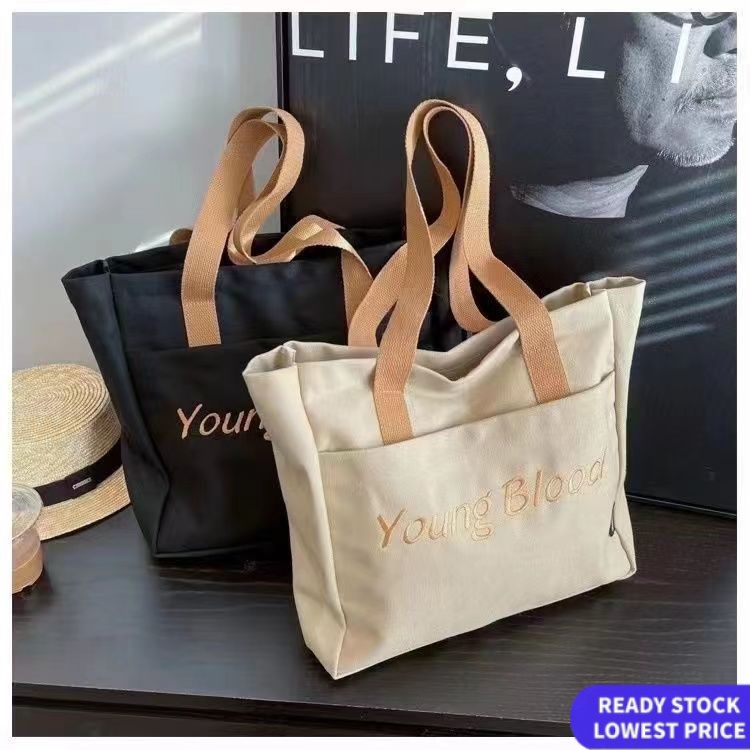 Kapasiti besar kanvas beg beg wanita mudah padanan Tote beg bahu beg ...