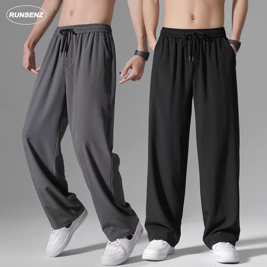 M-5XL Summer Thin Loose Sweatpants Men Plus Size Wide Leg Plain Color ...