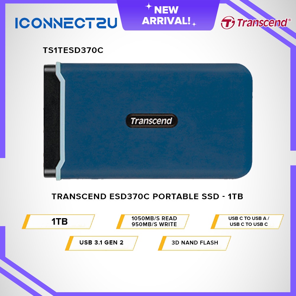 Transcend 1TB ESD370C USB 3.1 Gen 2 Type-C Portable SSD - TS1TESD370C ...