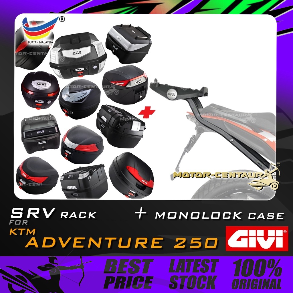SET KOMBO KOTAK/BOX GIVI B27/B270/B32/B33/B34/B360/B42/B45/E250/E30/E43 TOP CASE + KTM ADVENTURE ...