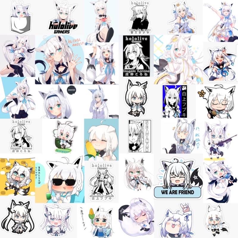 Shirakami fubuki Hololive Sticker 30-60 different silk presses/vtuber ...