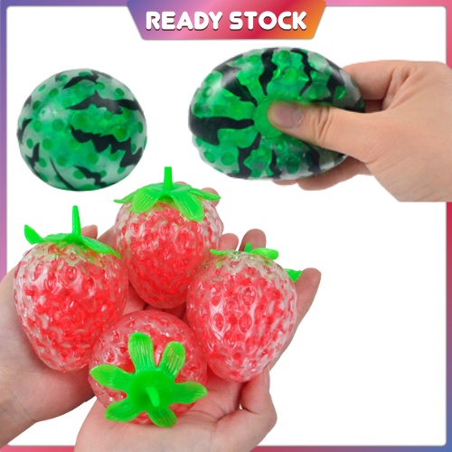 Fruit Squishy Ball Strawberry/ Watermelon Stress Ball Mesh Ball Fidget ...