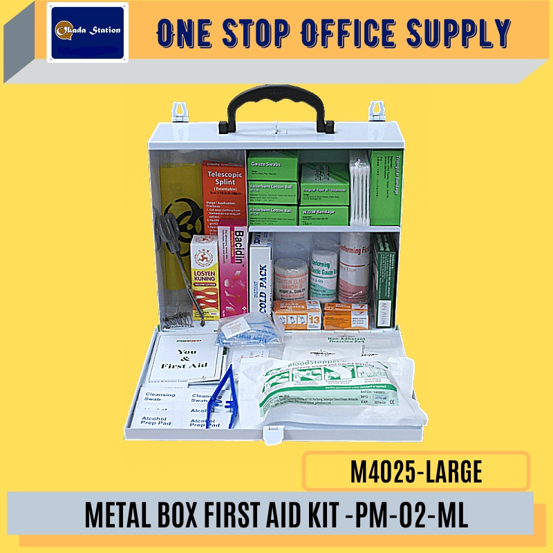 OKADA First Aid Kit Metal Box - PM-02-ML / Peti Kecemasan / First Aid ...