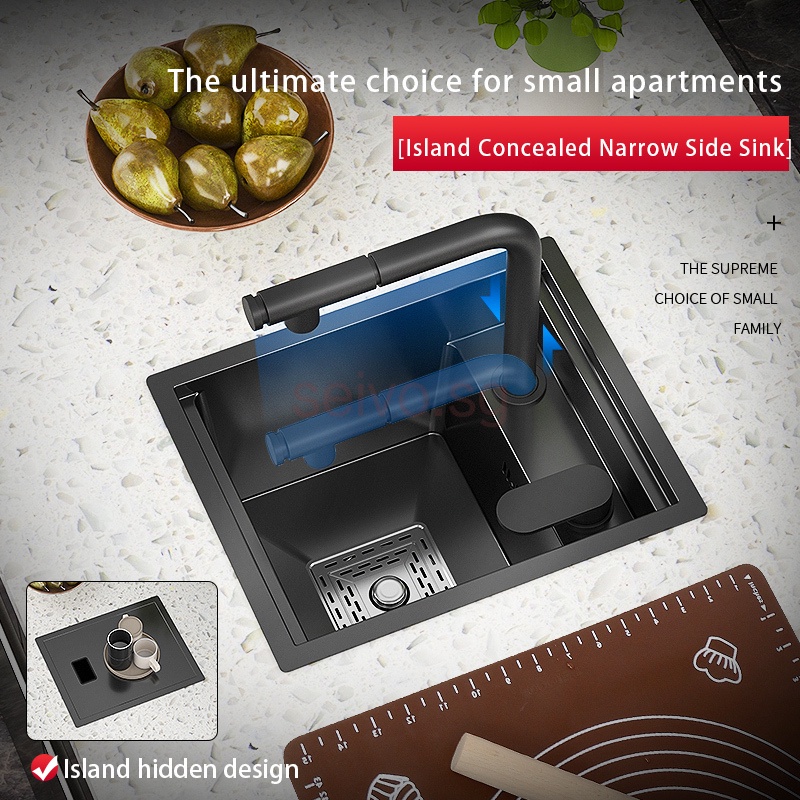 304 Stainless Steel Kitchen Sink Mini Bar Sink with Cover Plate Home ...