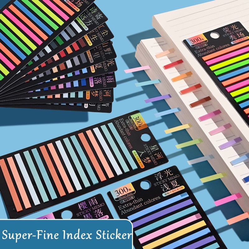 8 Styles Very Thin Long Strip Index Stickers Universal PET Sticker Set ...