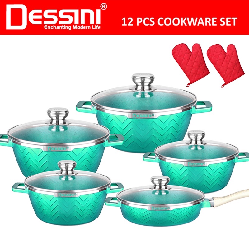 DESSINI 12 pcs Cookware Set Ombak Rindu Die Cast Aluminium 12Pcs ...