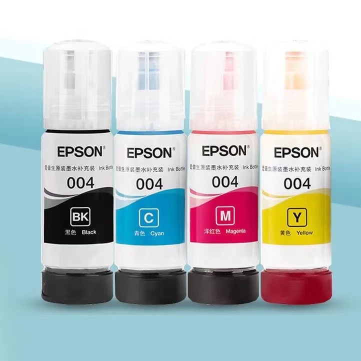 4 Pack Refill Epson 004 Ink Dye Ink For Inkjet Printer L3110 L3158 L4158 L6178 70ML （BK+C+M+Y ...