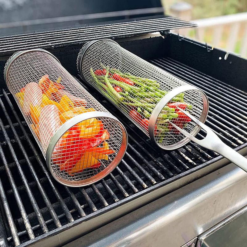 Stainless Steel Barbecue Cooking Grill Grate - Outdoor Round BBQ ...