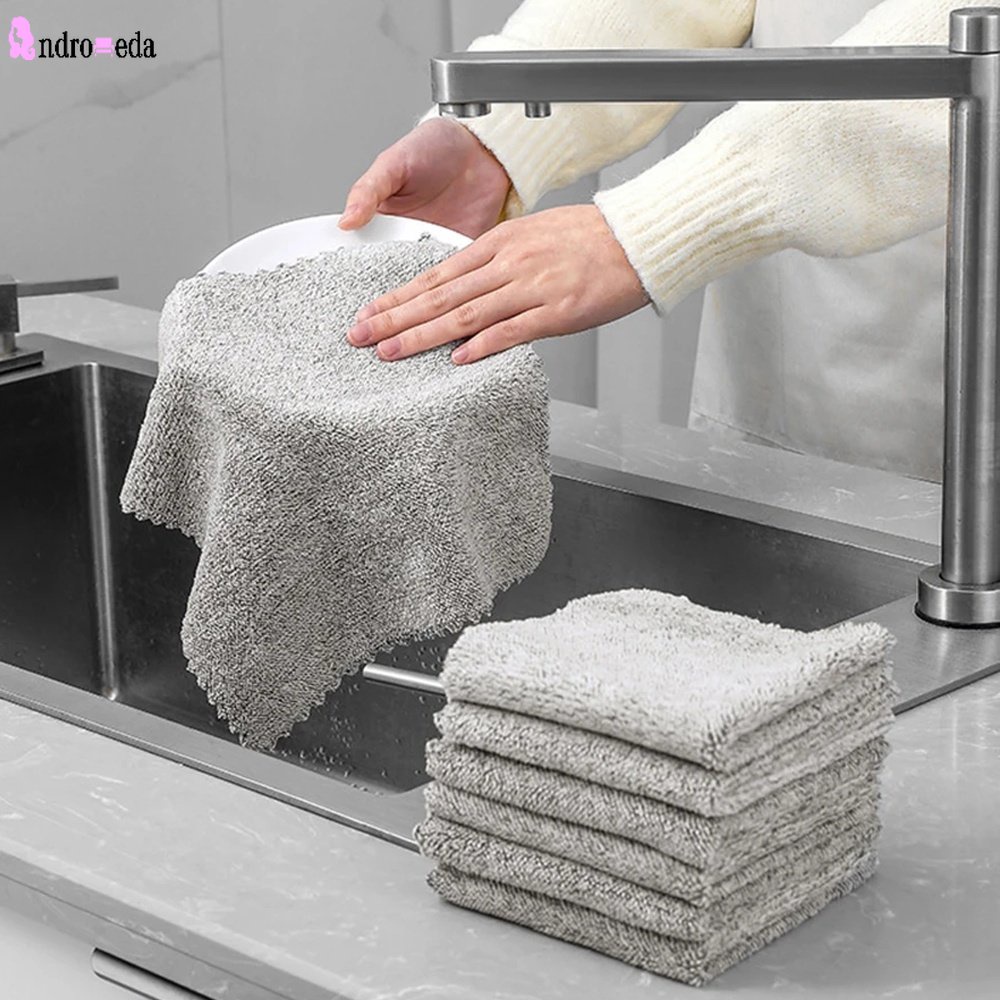 1PC Microfiber Absorbent Kitchen Cleaning Towel Cloth Non-stick Oil ...