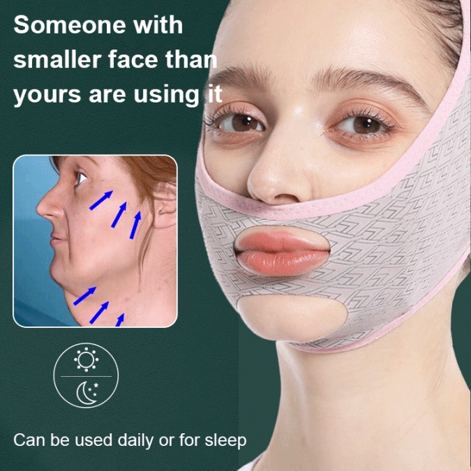 V-shaped face lifting strap sleep slimming face bandage double chin V ...