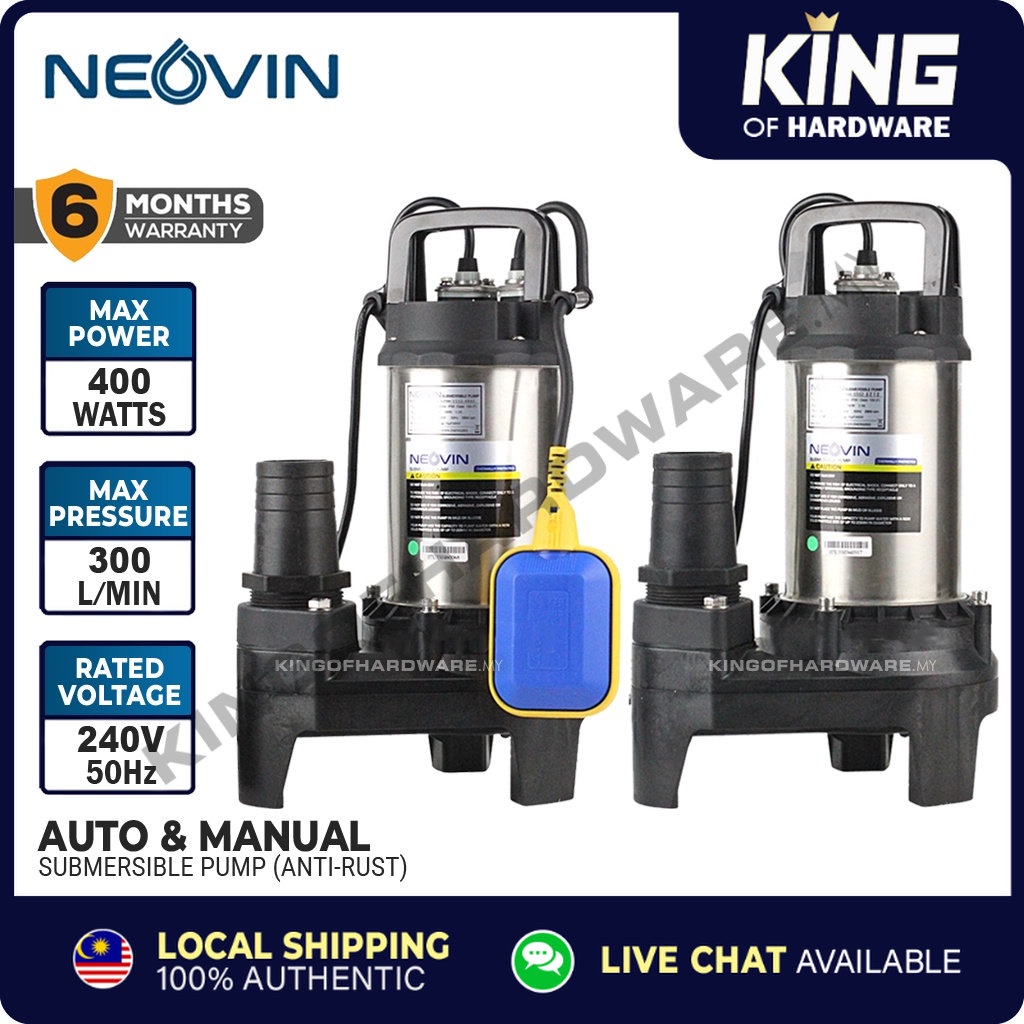 Neovin Fish Pond Submersible Pump 150W 400W Auto & Manual Pam Kolam ...