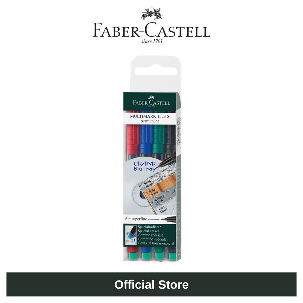 [Faber-Castell] Multimark S, Permanent Marker (Set of 4) | Shopee Malaysia