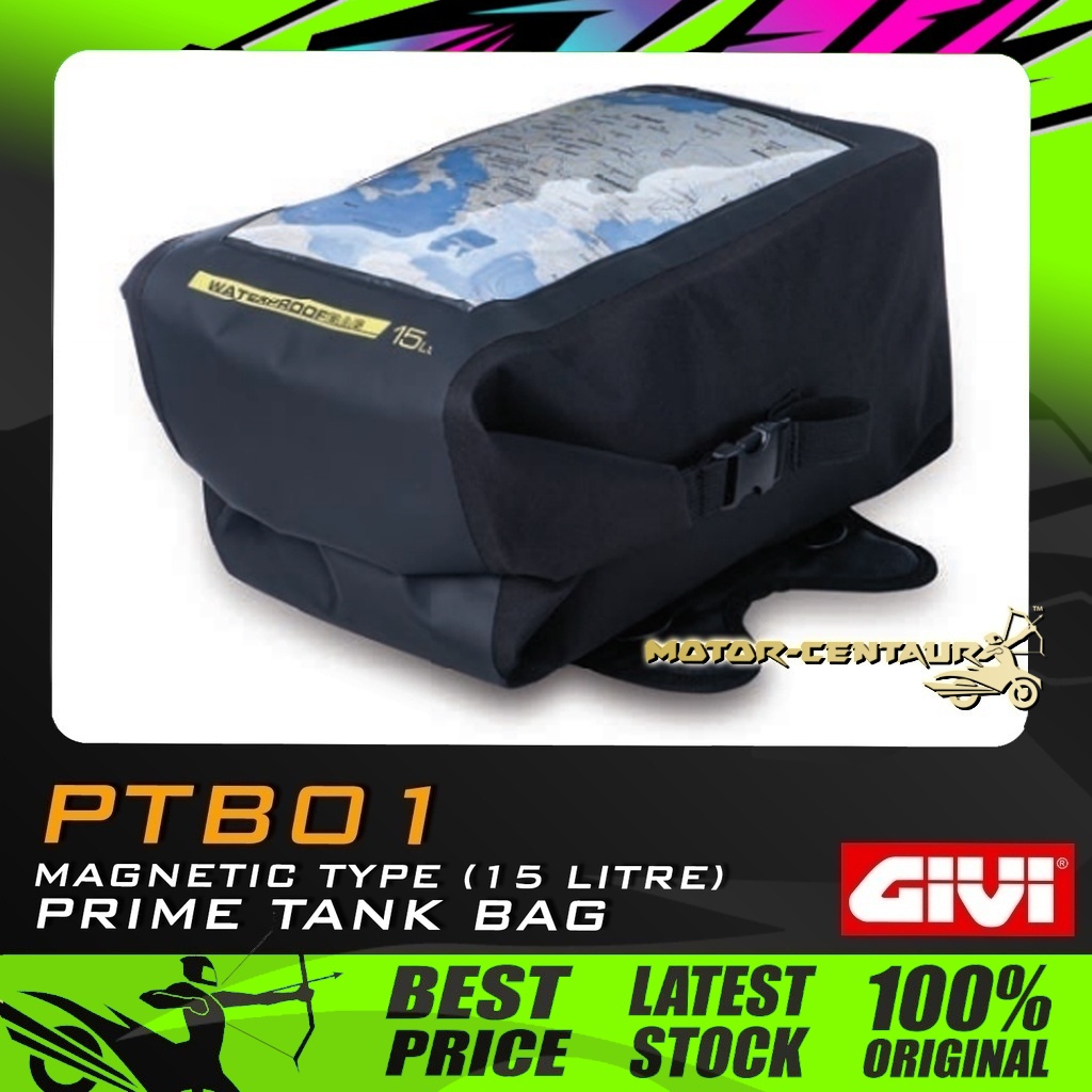 BEG GIVI WATERPROOF PRIME MAGNETIC TANK BAG PTB01 15 LITRE | Shopee ...