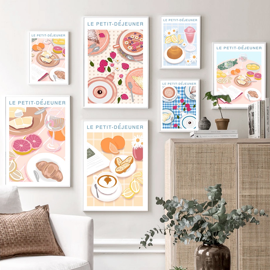 French Breakfast Coffee Tea Kitchen Food Wall Art Canvas Painting ...