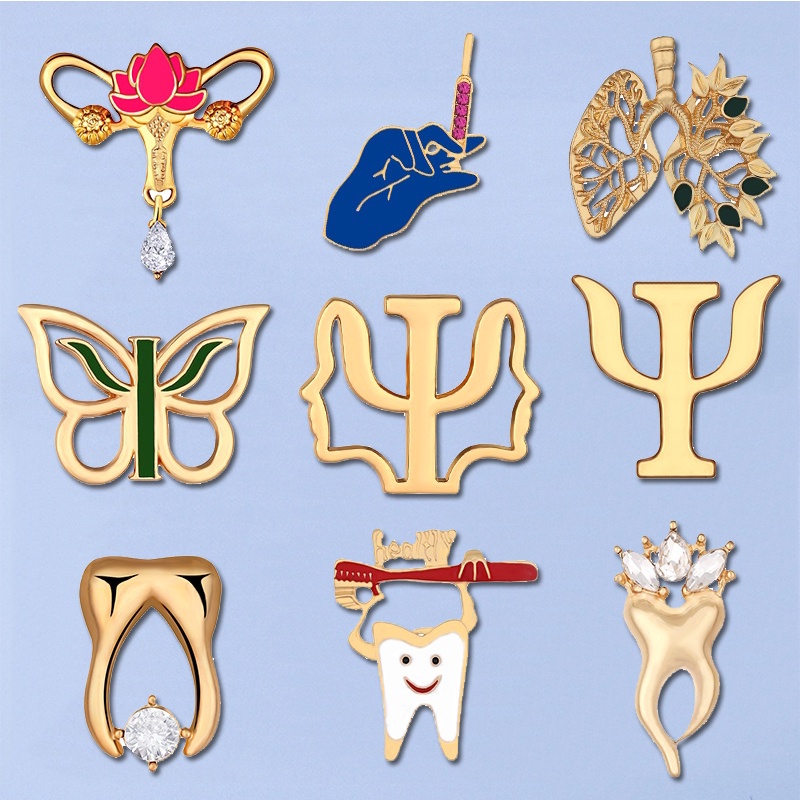 Creative Medical Enamel Pins Lung Uterus Syringe Psychology Lapel ...